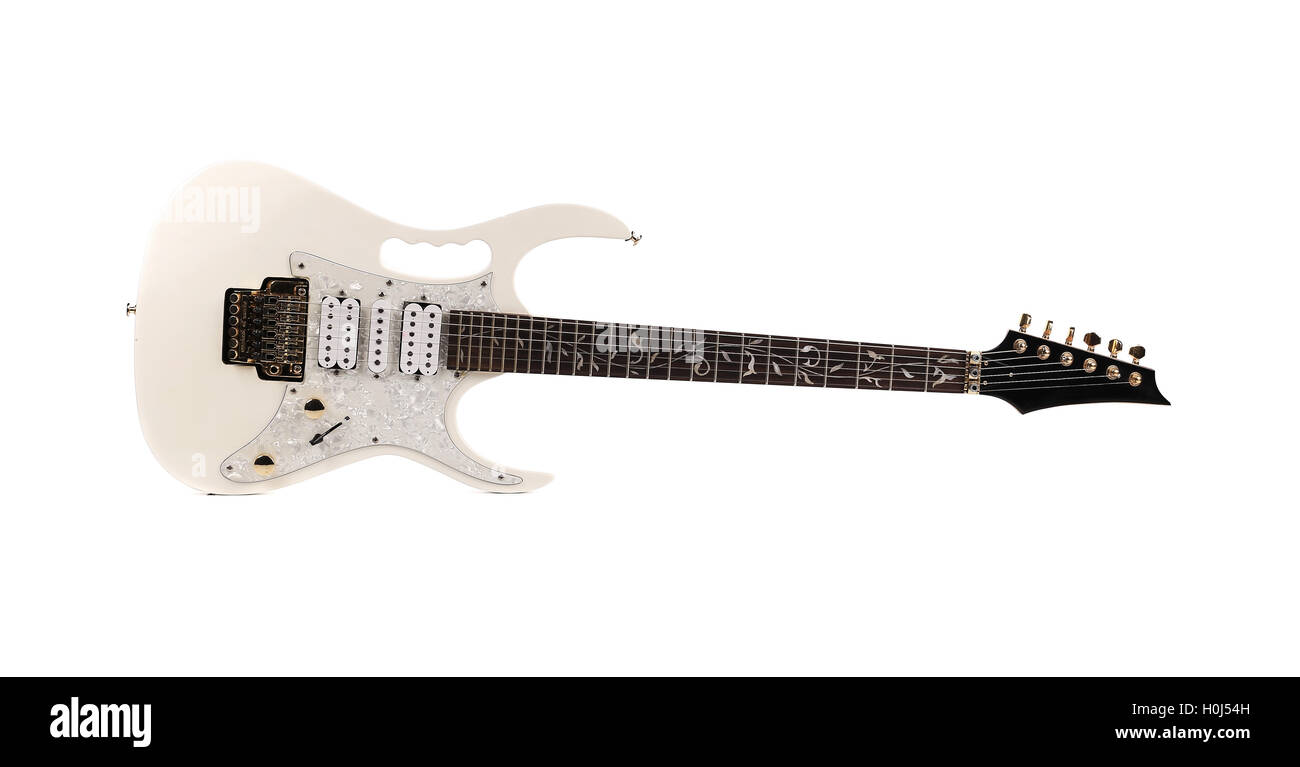 Beautiful white electric guitar Stock Photo - Alamy