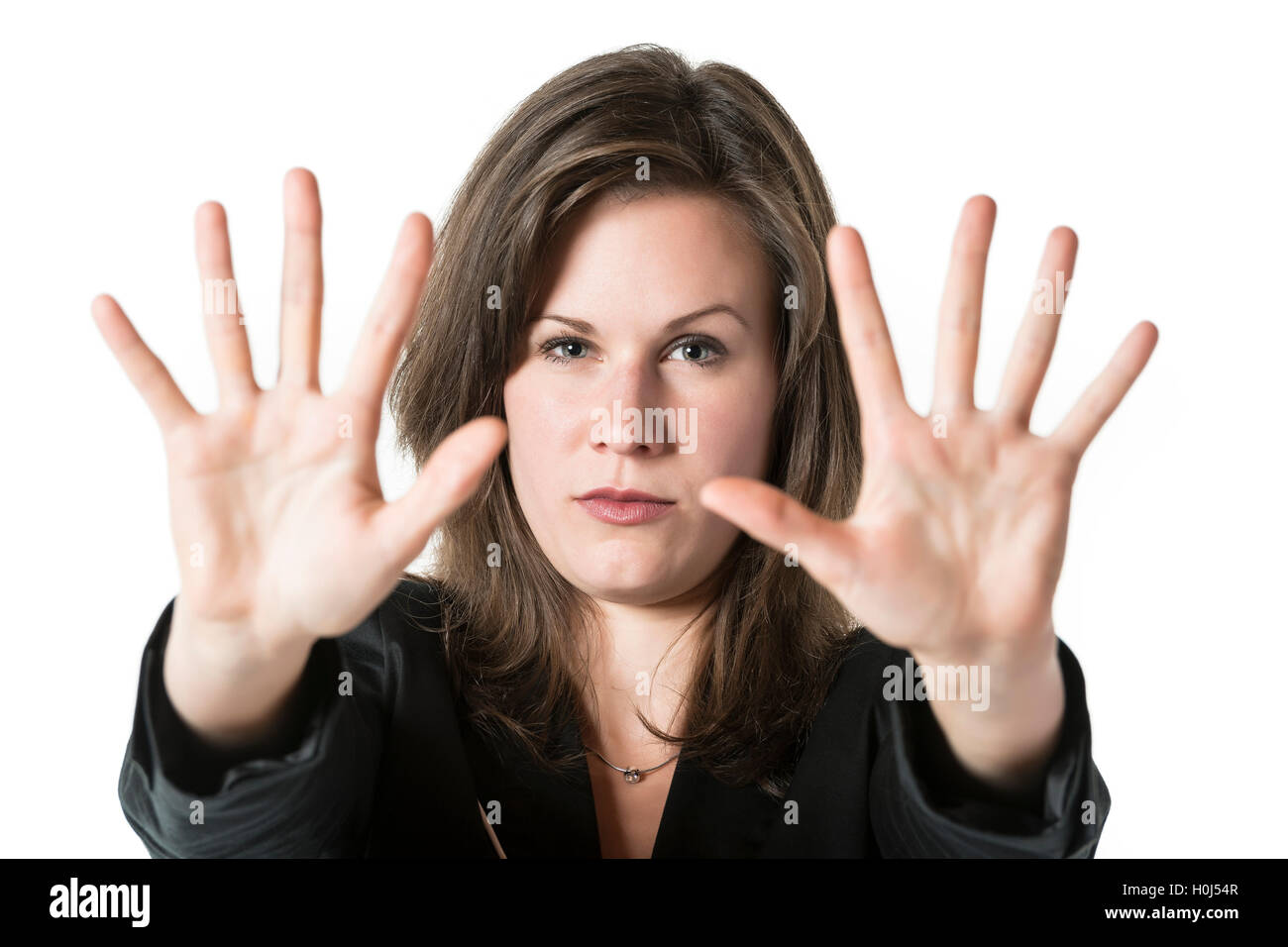 Business woman hand stop Stock Photo - Alamy