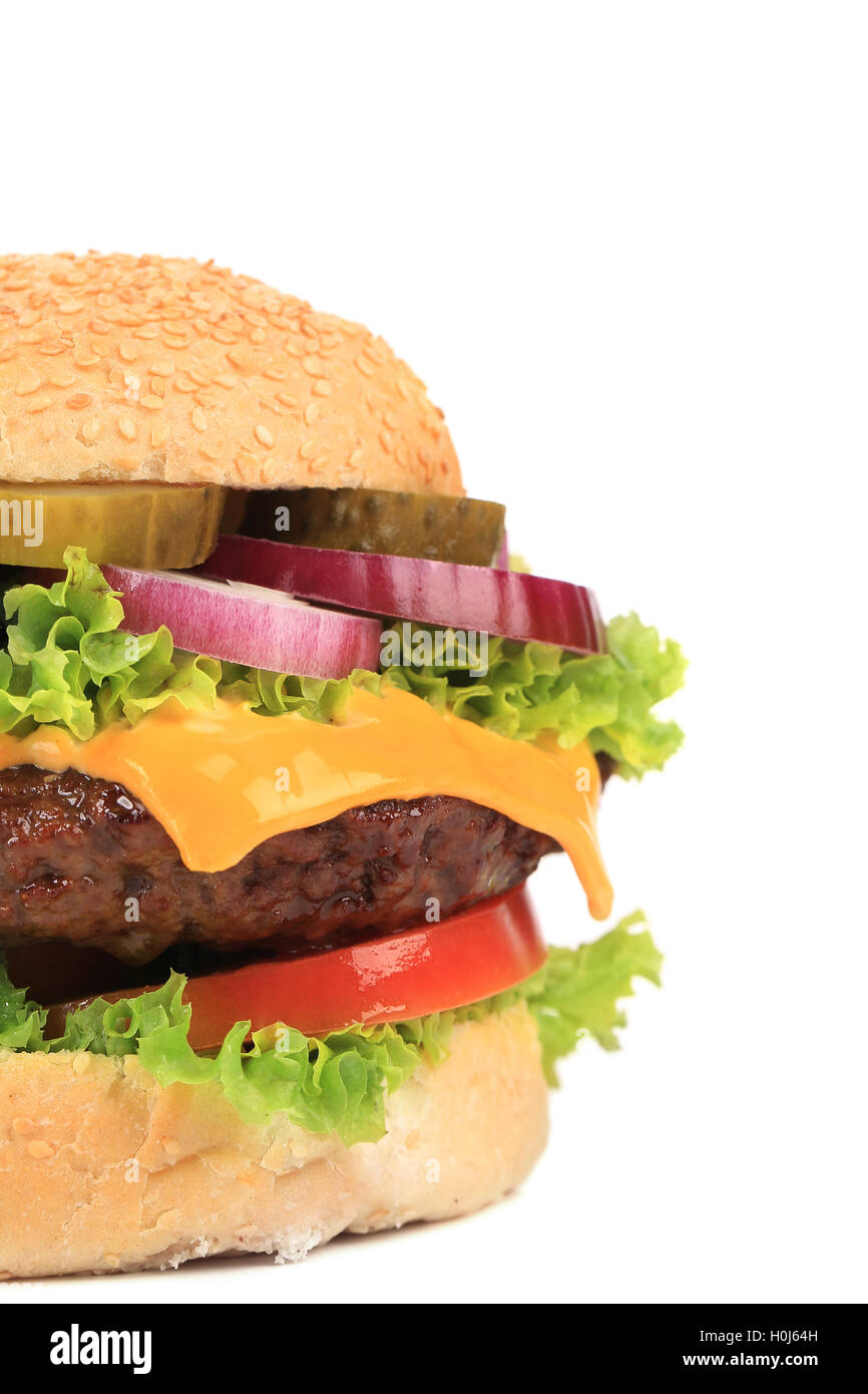 Big appetizing fast food hamburger Stock Photo - Alamy