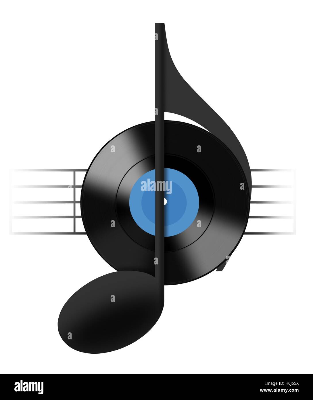Vinyl Record and Music Note Stock Photo - Alamy