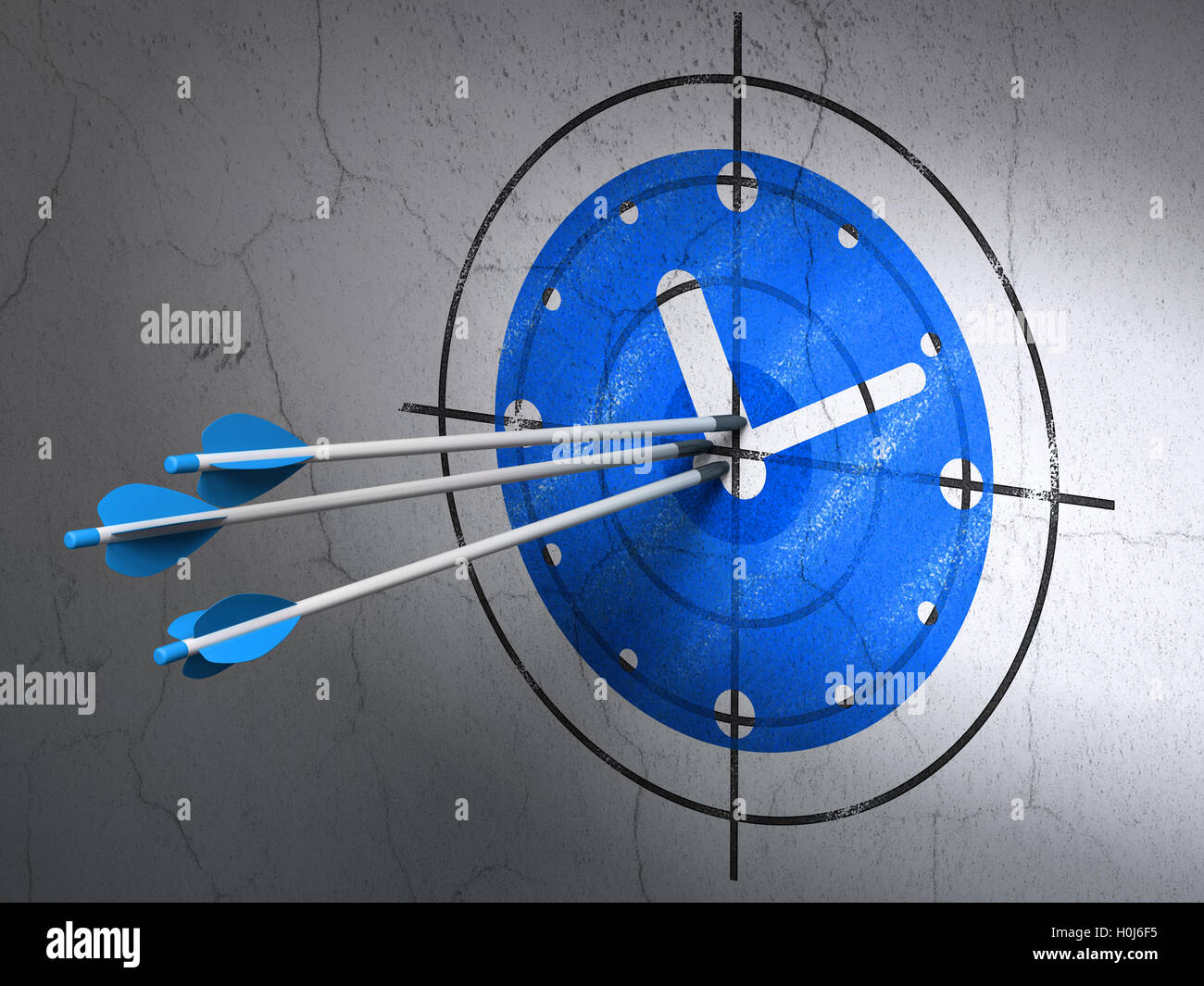 Timeline concept: arrows in Clock target on wall background Stock Photo ...