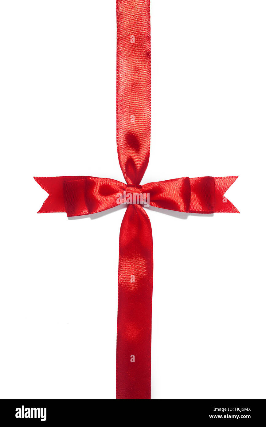 Red ribbon bow on white background Stock Photo - Alamy