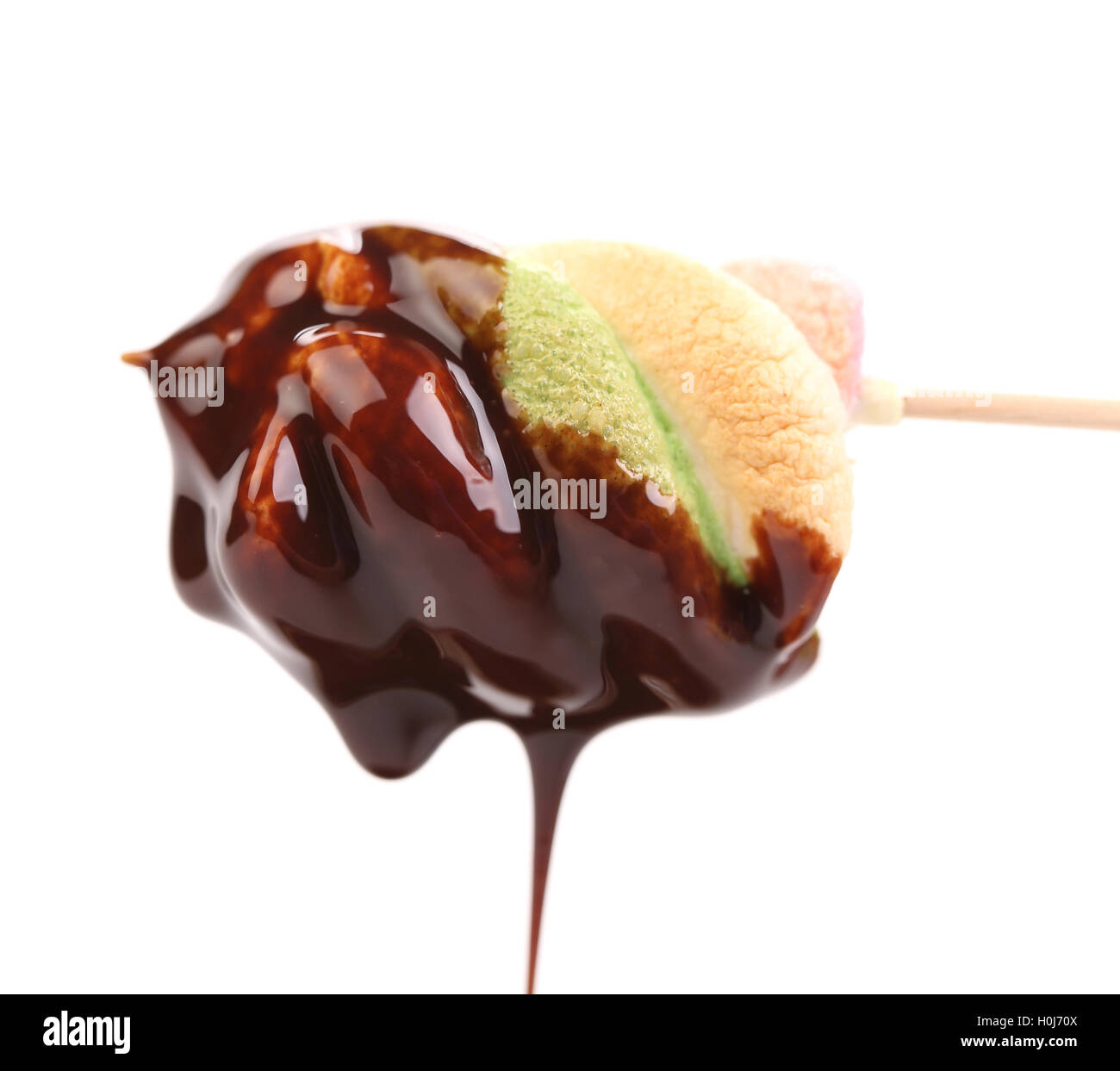 Marshmallow with chocolate dripping Stock Photo - Alamy