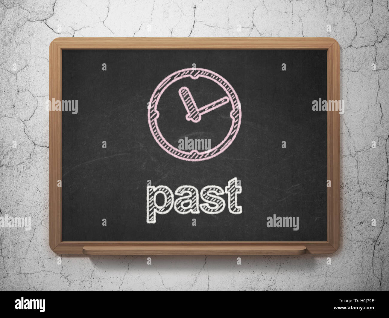 Time concept: Clock and Past on chalkboard background Stock Photo - Alamy