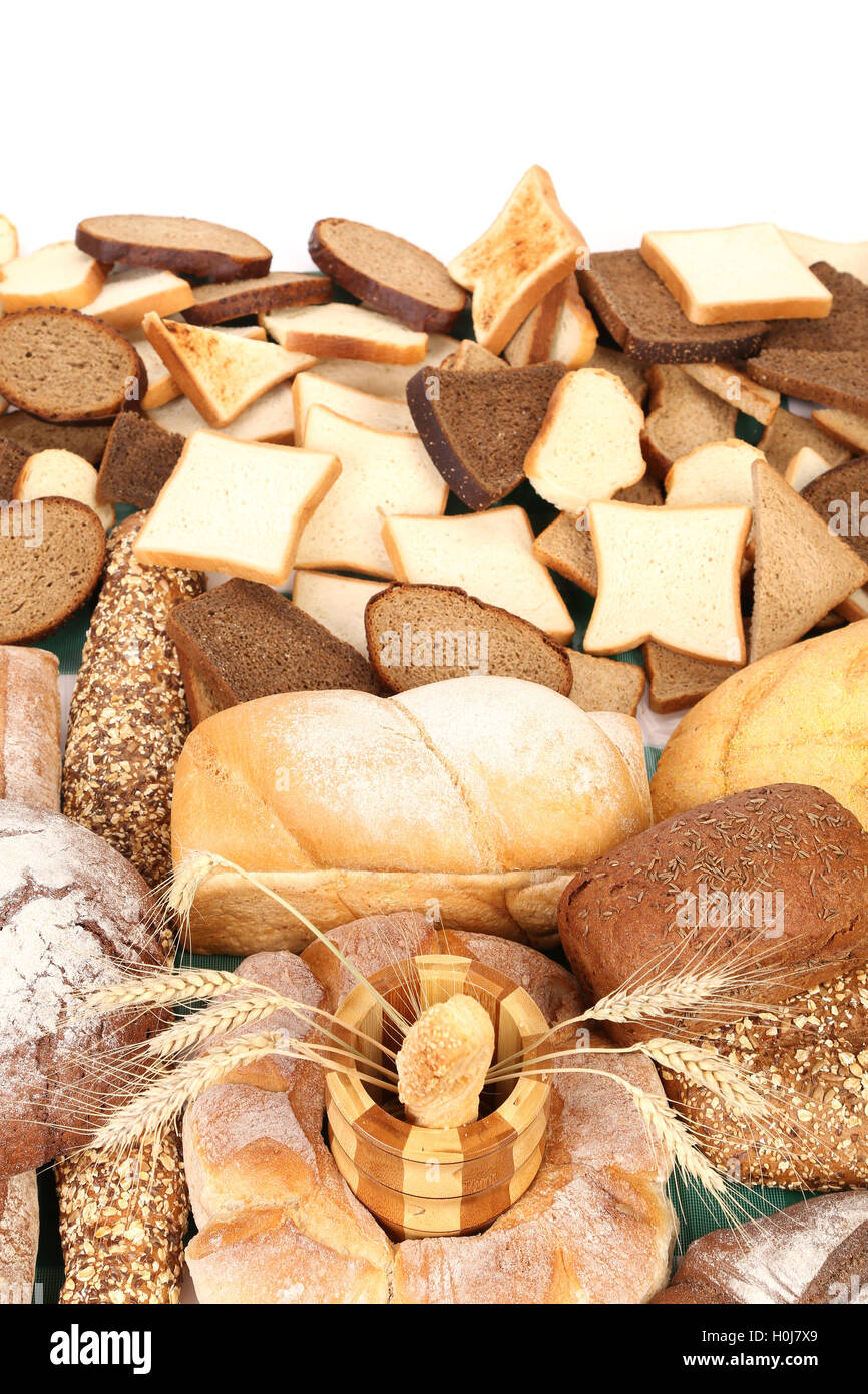 Composition of bread and golden ears Stock Photo - Alamy