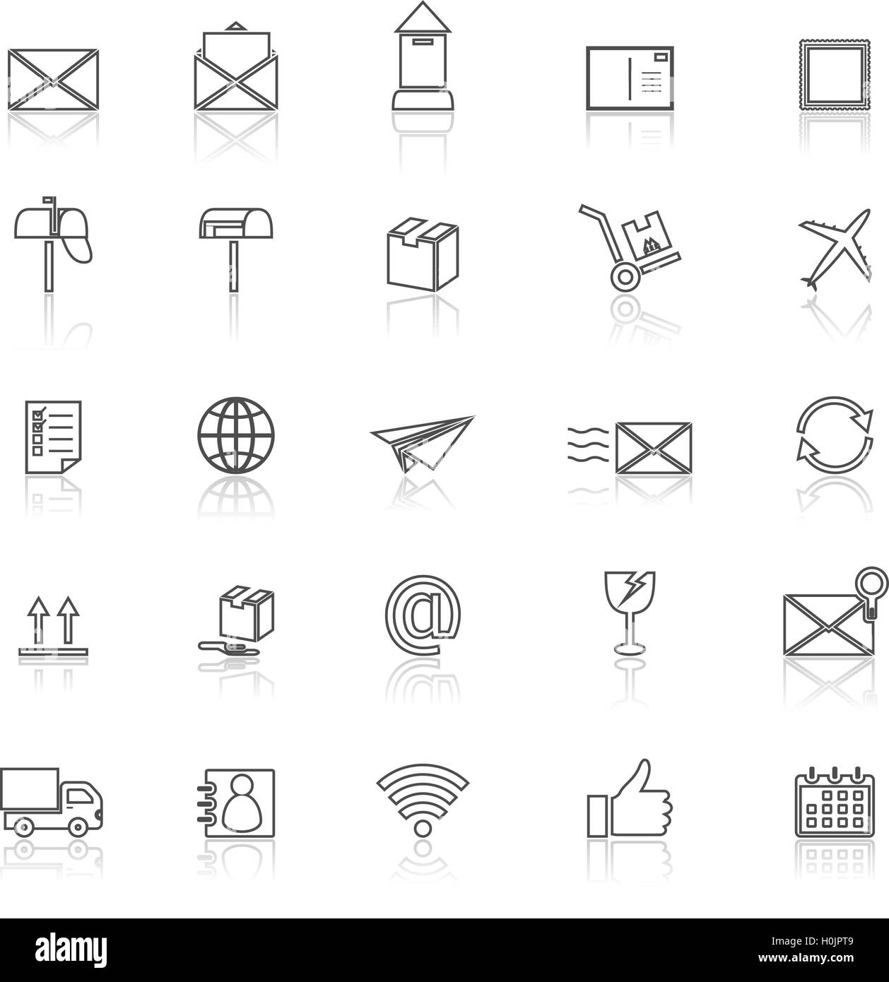 Post line icons with reflect on white background, stock vector Stock ...