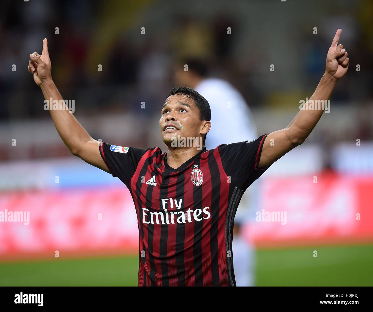 Milan, Italy. 20th Sep, 2016. Carlos Bacca of AC Milan celebrates after ...