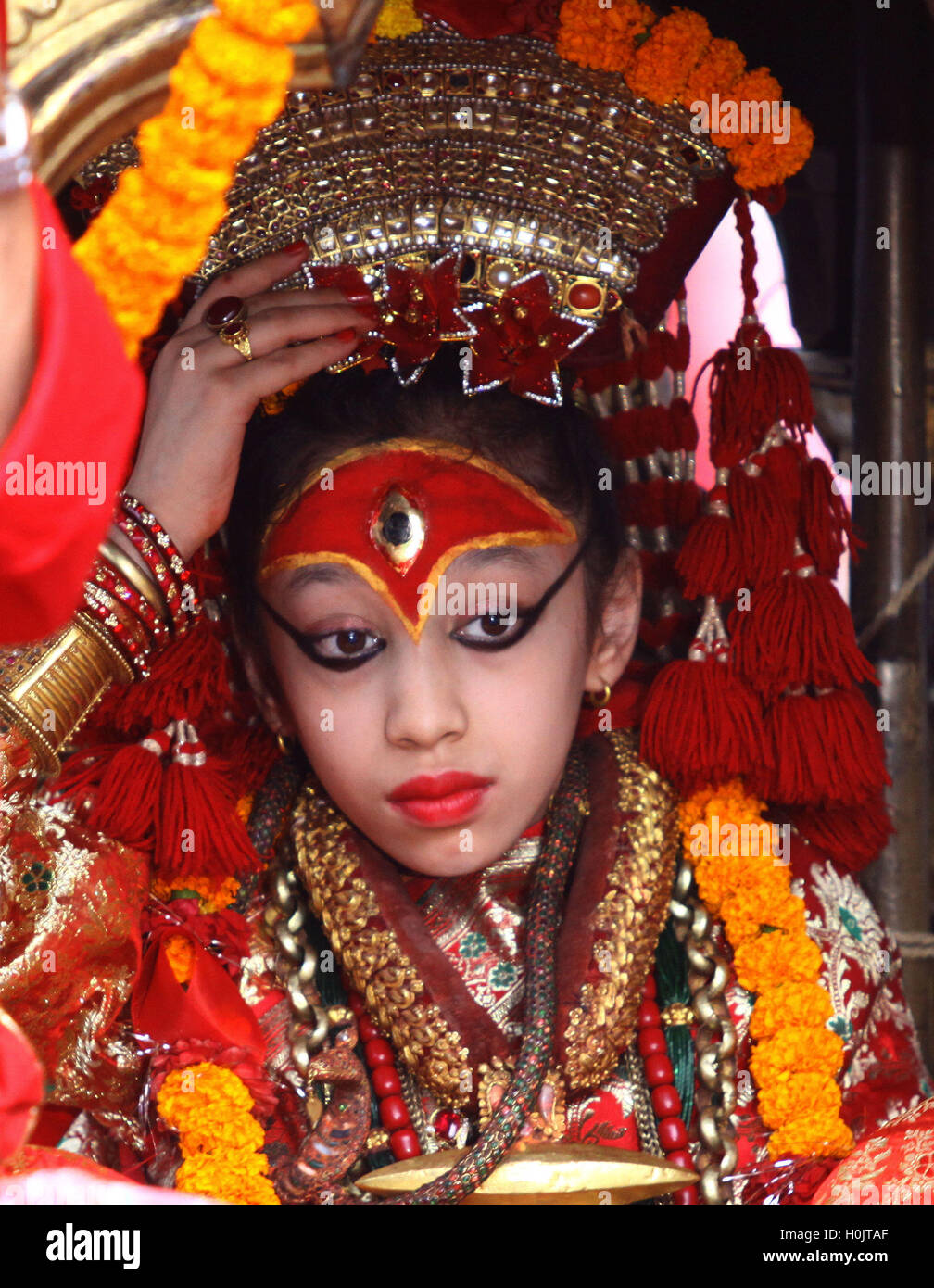 Kathmandu, Nepal. 20th Sep, 2016. Nepalese Living Goddess Kumari ...