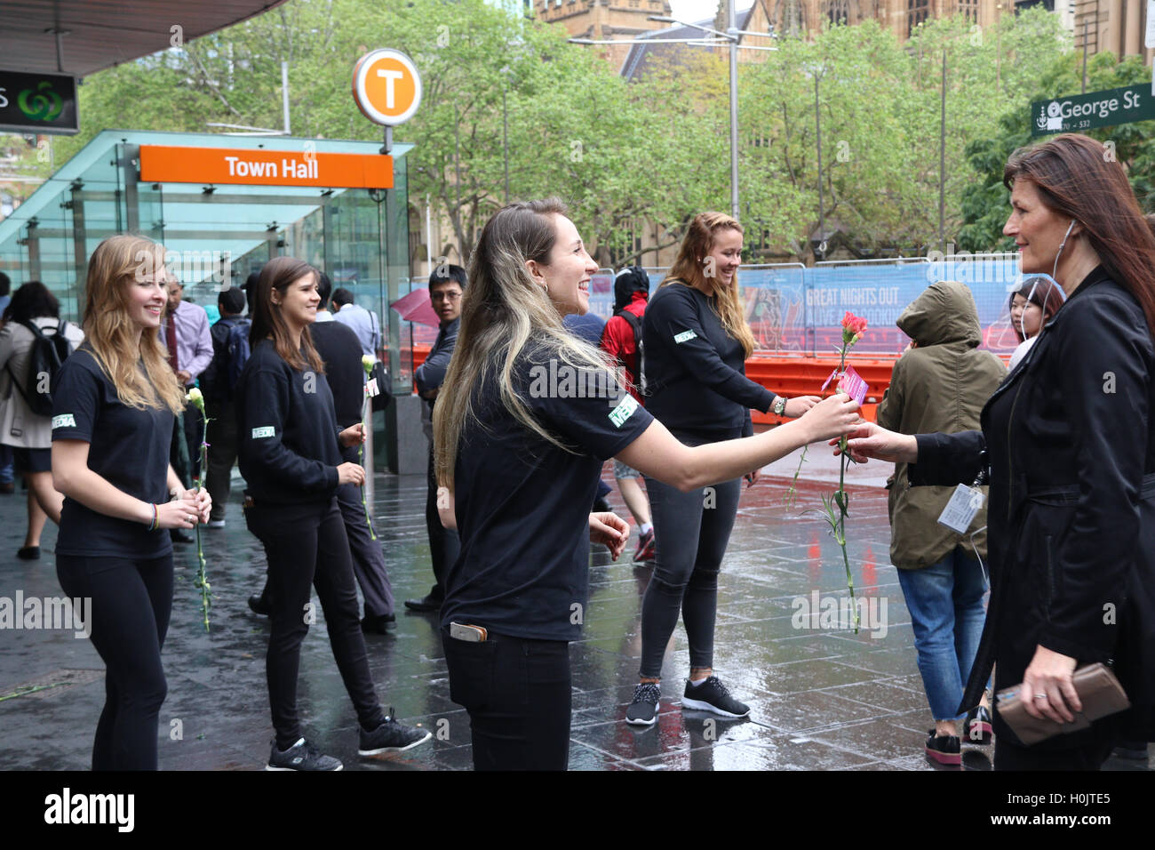 Sydney, Australia. 21 September 2016. The Happiness Movement handed out ...