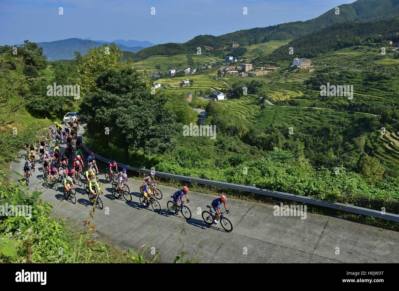 Pingxiang, China's Jiangxi Province. 21st Sep, 2016. Cyclists compete ...