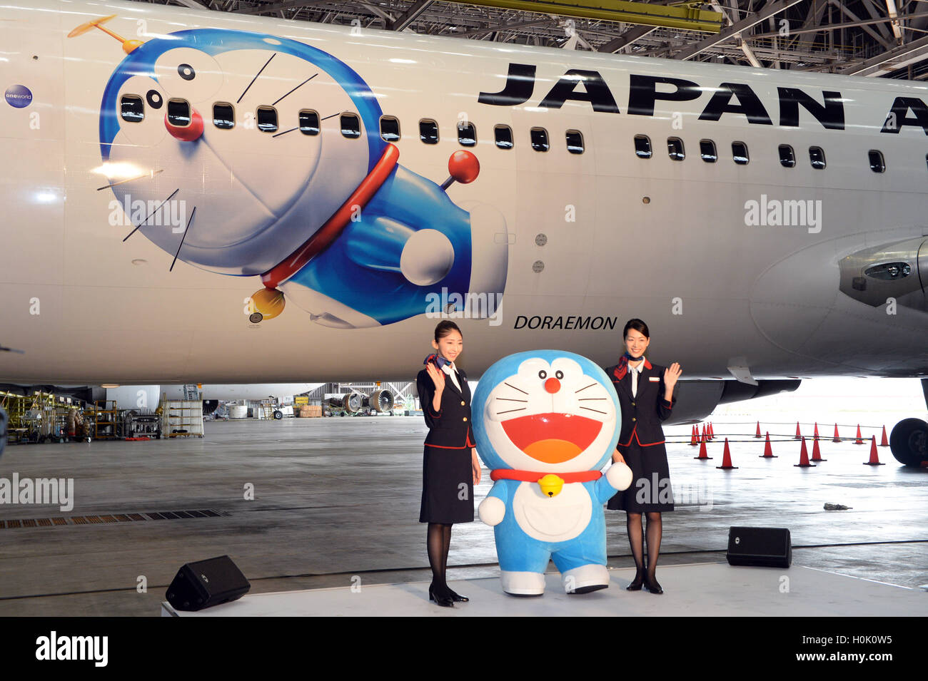 Tokyo, Japan. 21st Sep, 2016. Japan Airlines stewardesses pose with ...