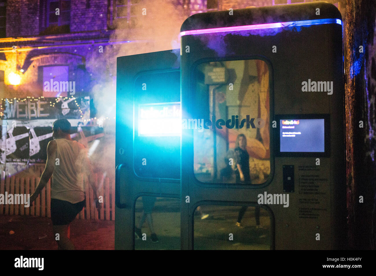Berlin, Germany. 27th Aug, 2016. A phone booth converted into a mini ...