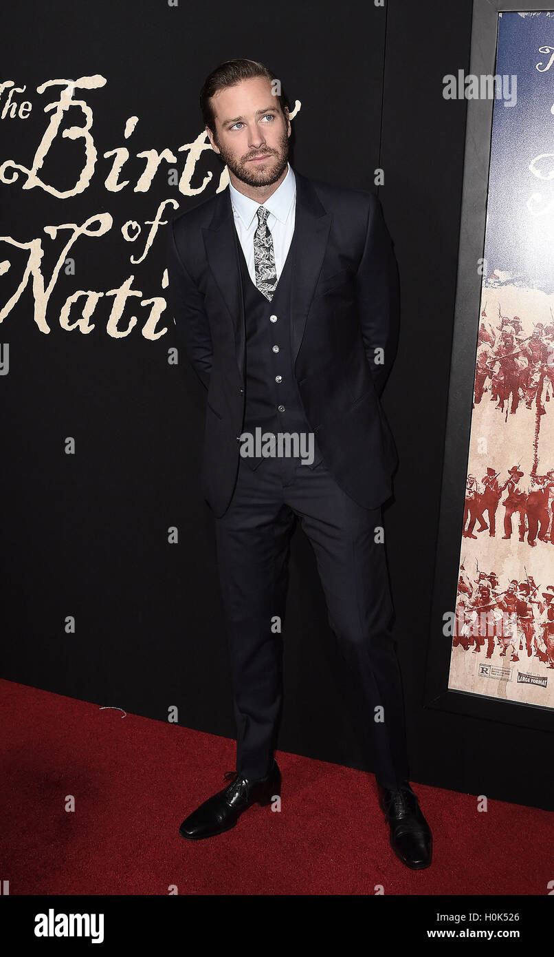 Los Angeles, California, USA. 21st September, 2016. Actor Armie Hammer ...