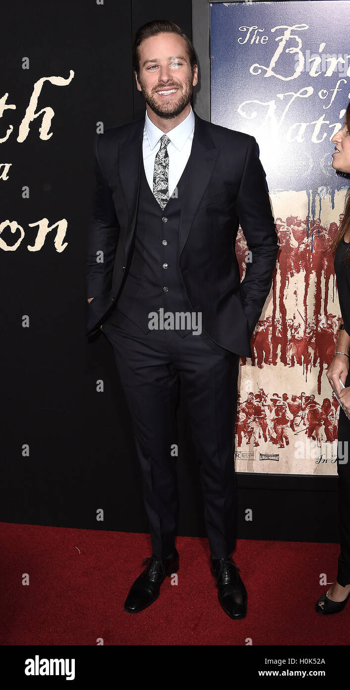 Los Angeles, California, USA. 21st September, 2016. Actor Armie Hammer ...