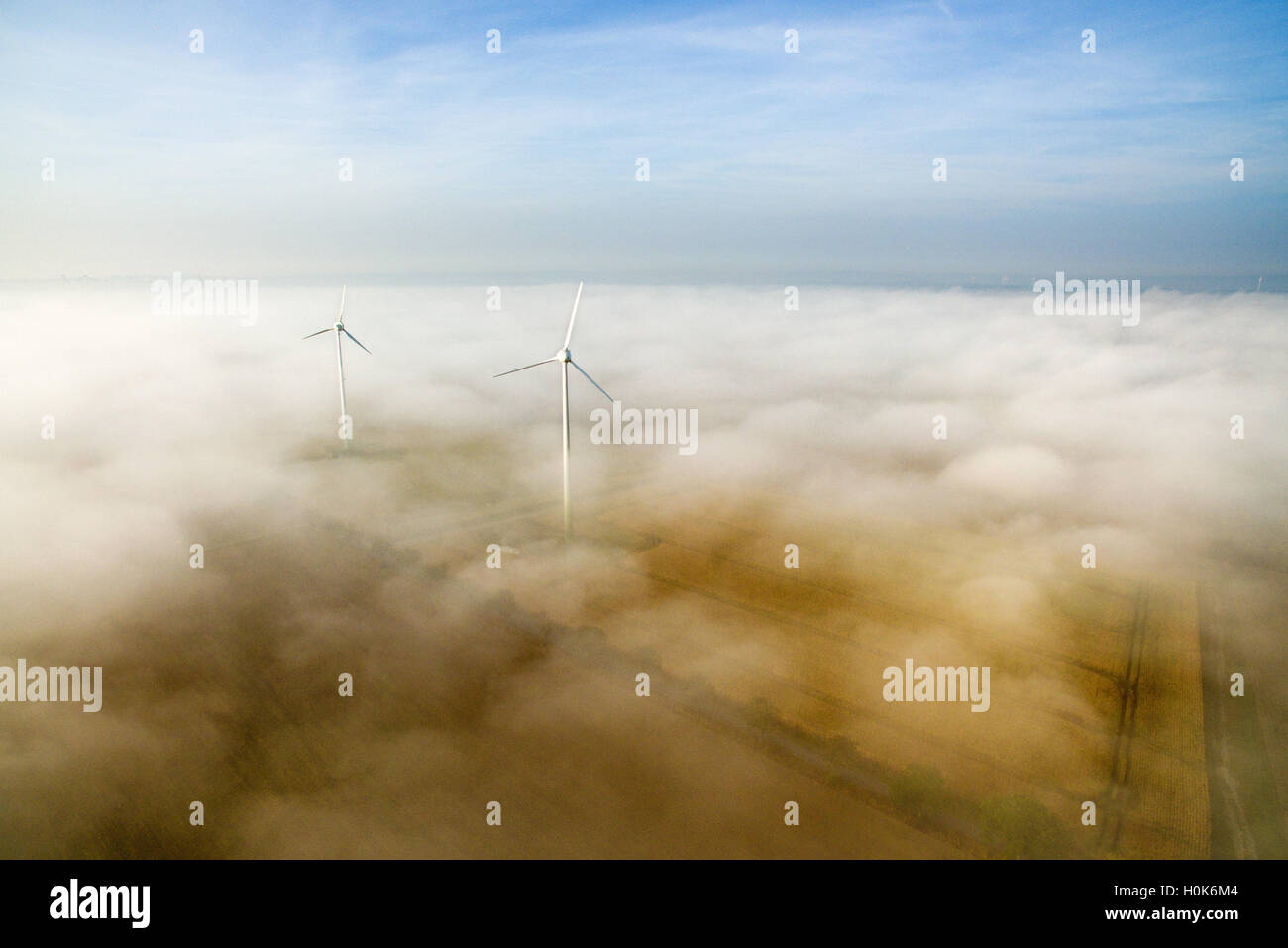 Sehnde, Germany. 22nd September, 2016. Wind turbines stick out of the ...