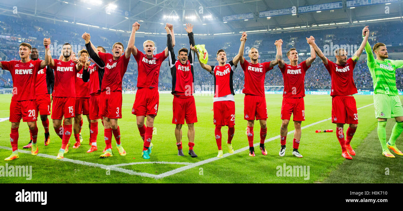 Gelsenkrichen, Germany. 21st Sep, 2016. The team of Cologne celebrate ...
