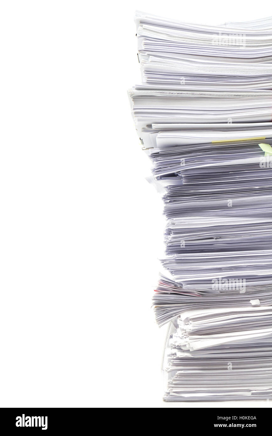 Stack of business papers isolated on white background Stock Photo - Alamy