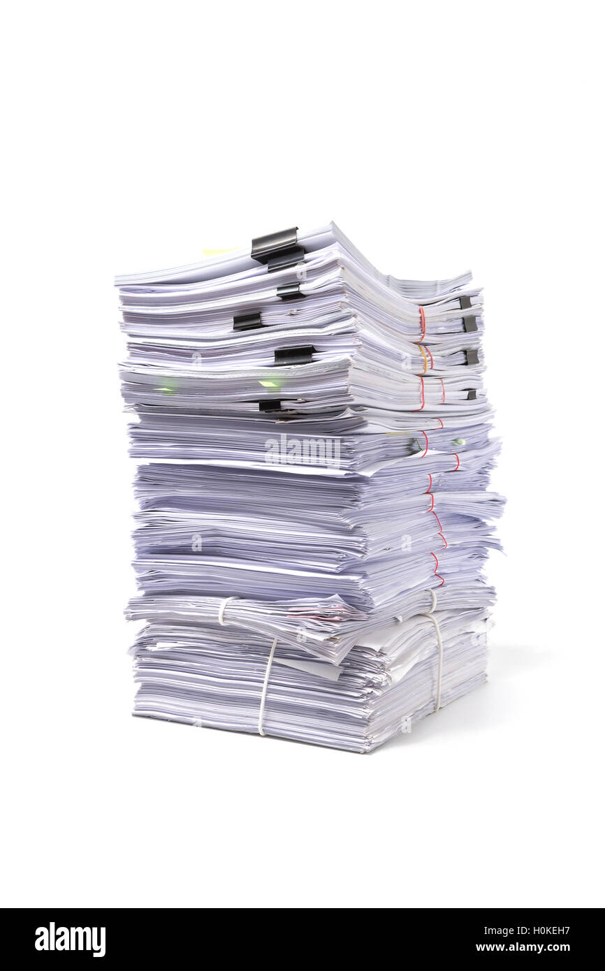 Stack of business papers isolated on white background Stock Photo - Alamy