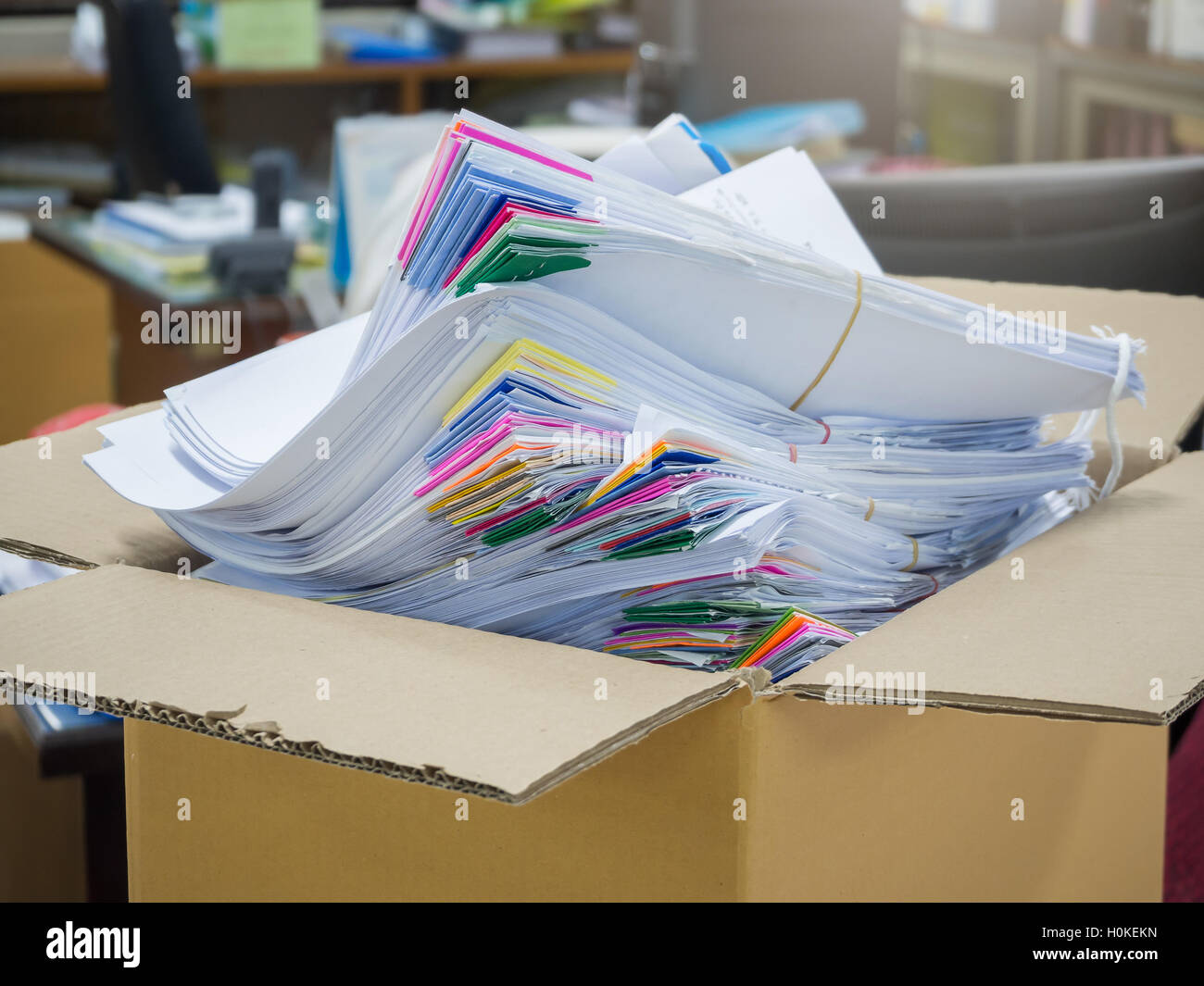 Pile of unfinished documents on office desk, Stack of business paper ...