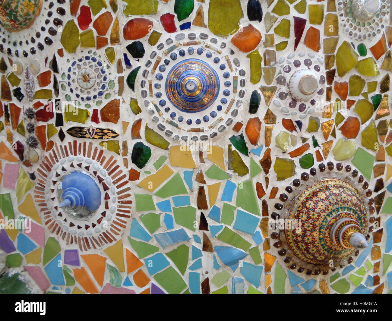 Multi Color Mosaic Wall of the Temple in Thailand Stock Photo - Alamy