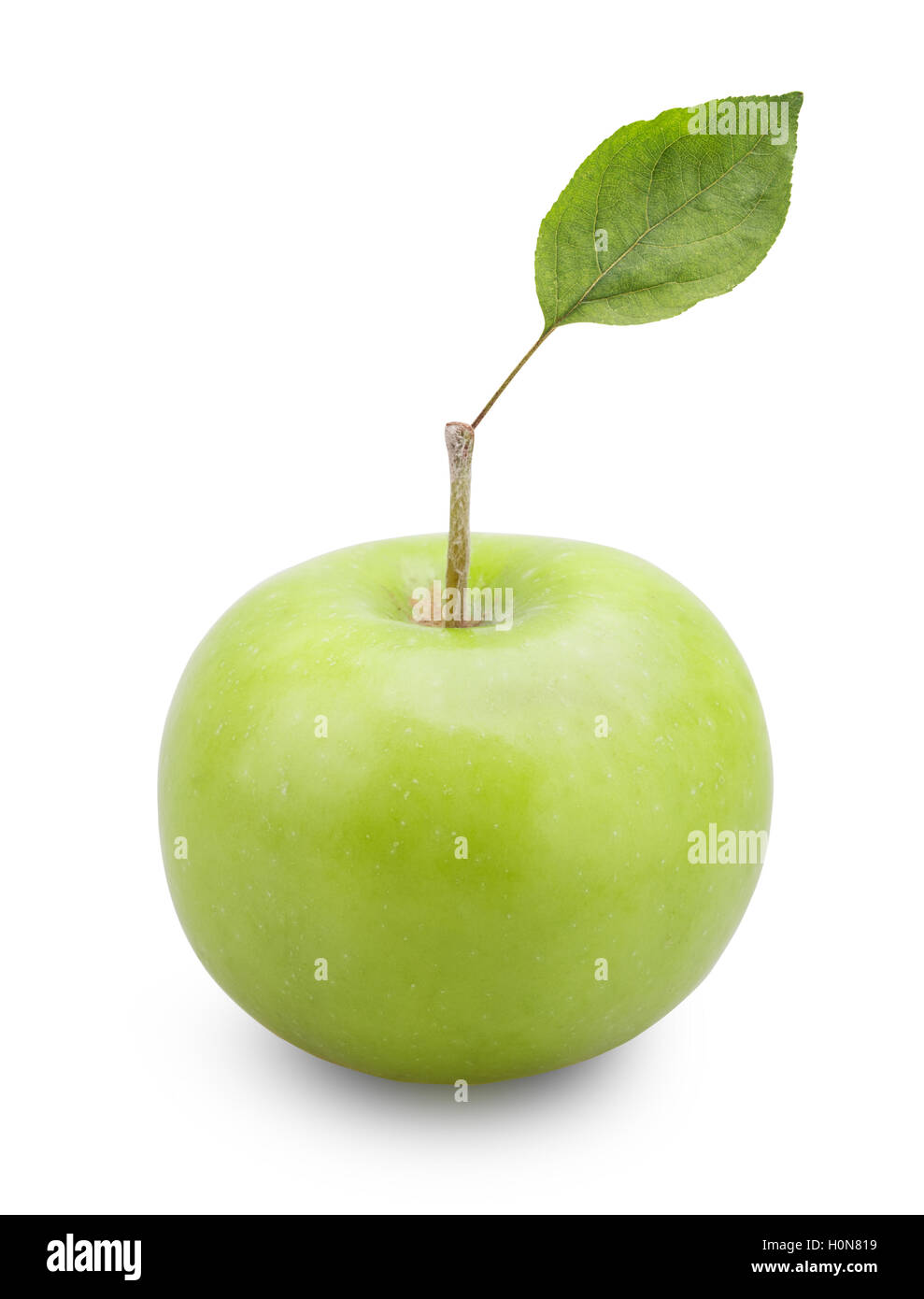 Green apple with leaf isolated on white background with Clipping Path ...