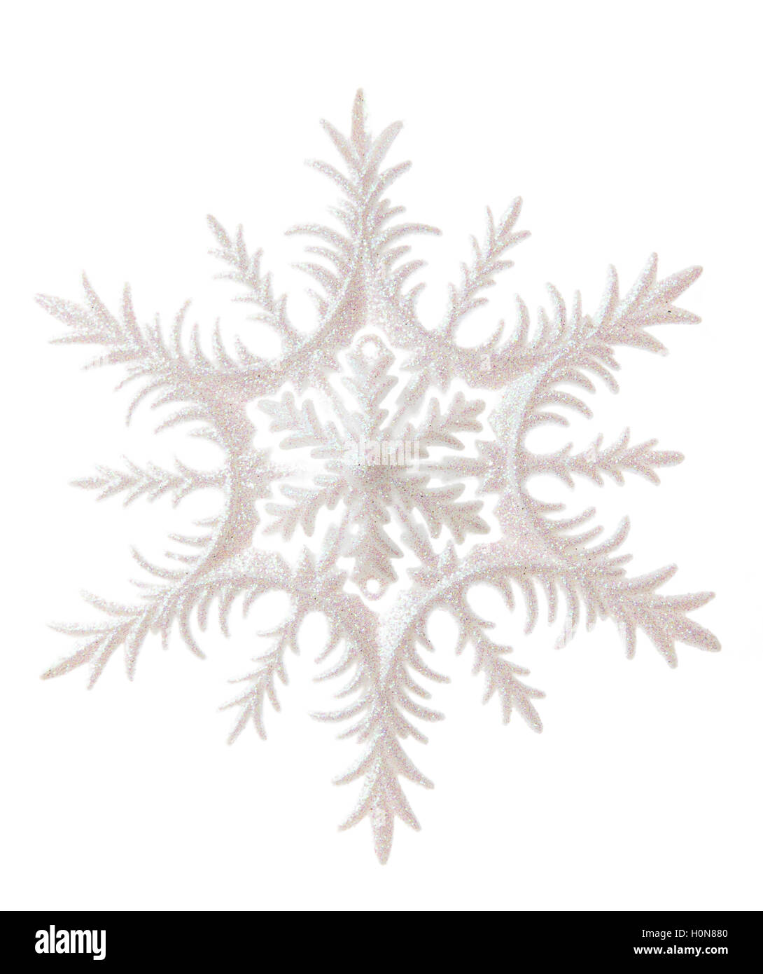 White snowflake isolated on white background Stock Photo - Alamy