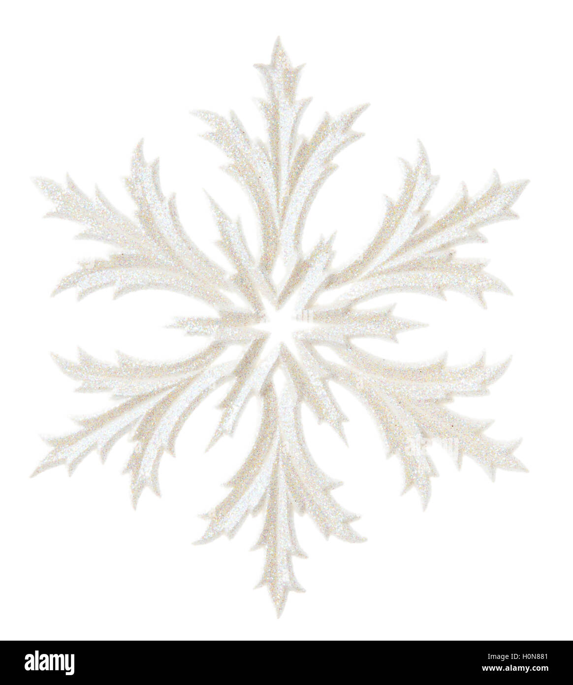 White snowflake isolated on white background Stock Photo - Alamy