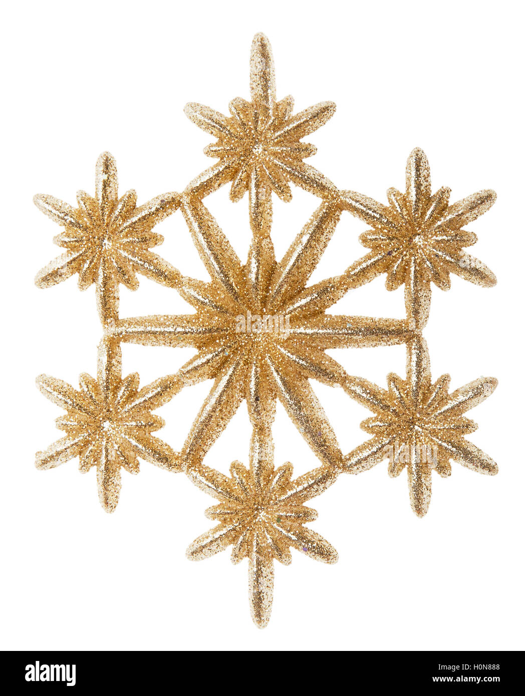 Gold snowflake isolated on white background Stock Photo - Alamy