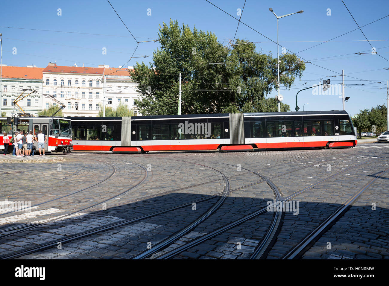 Tram in Prague Czech Republic Stock Photo - Alamy