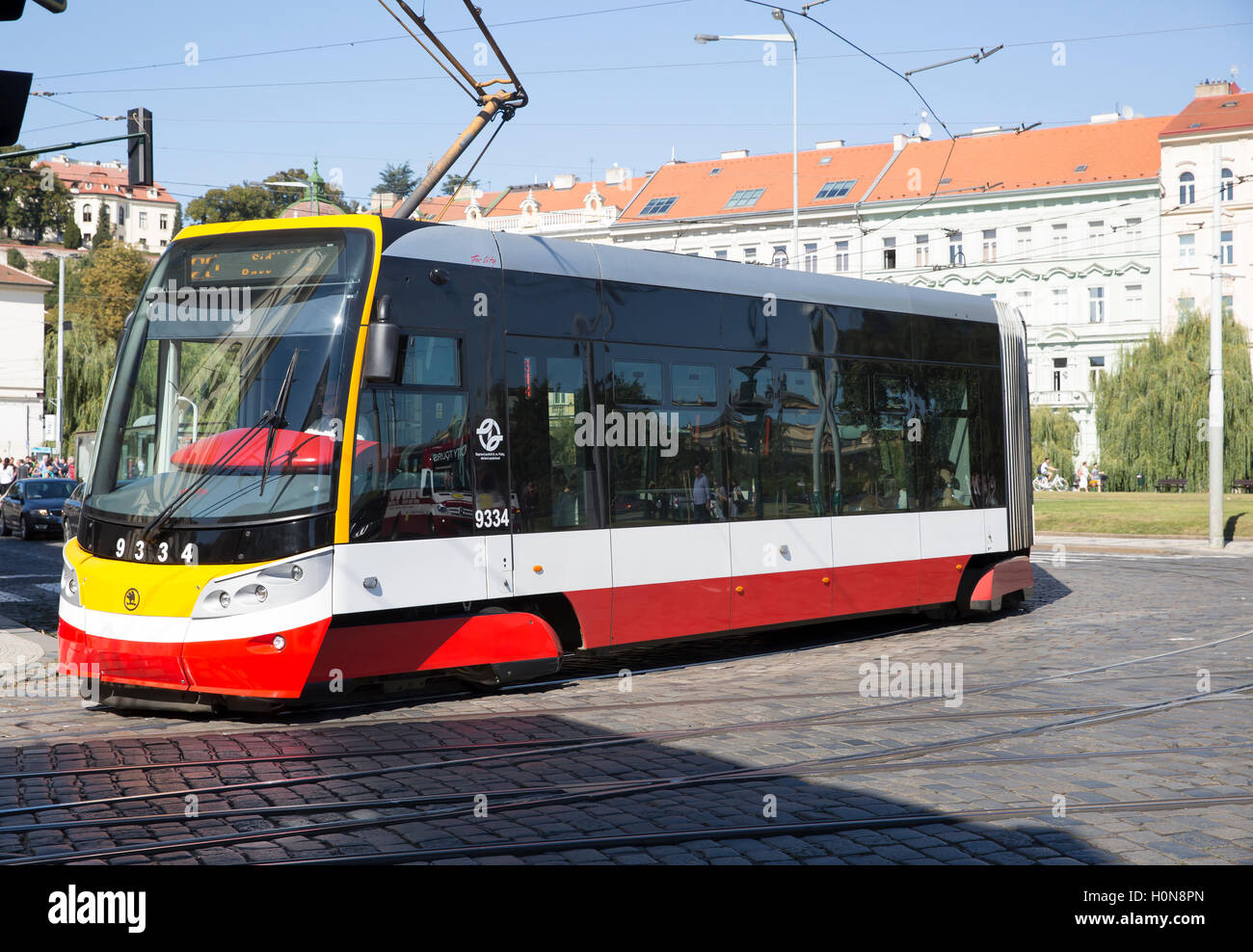 Tram in Prague Czech Republic Stock Photo - Alamy