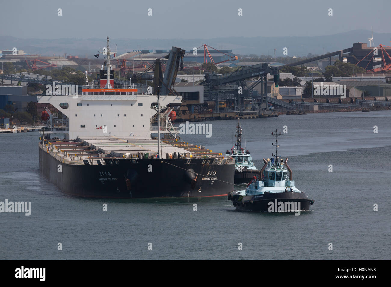 The fully loaded, bulk carrier Amakusa Island departing the Port of ...