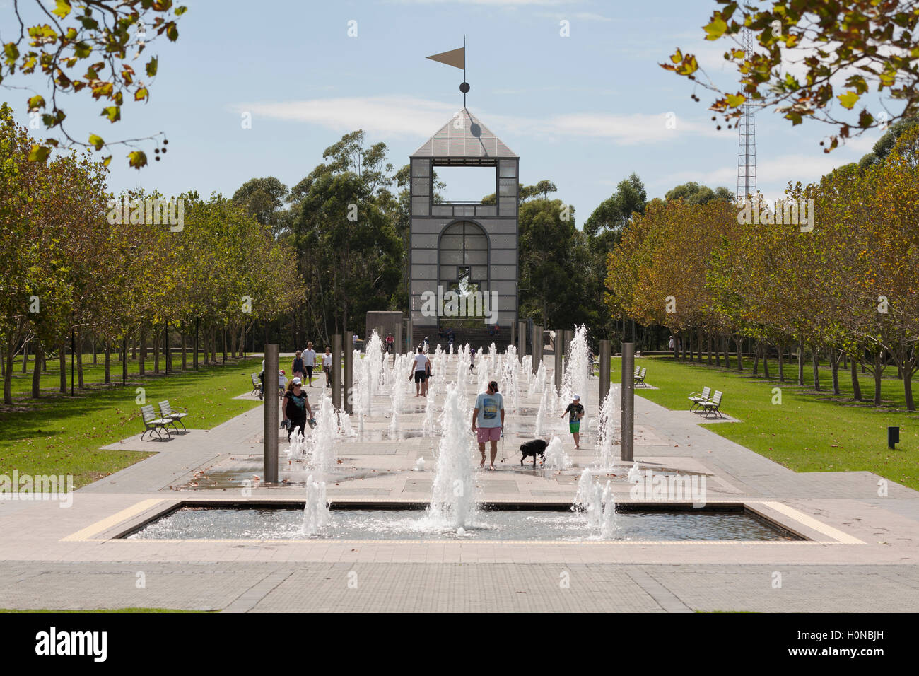 Very popular water fountain walk at Olympic Park Homebush Bay Sydney ...