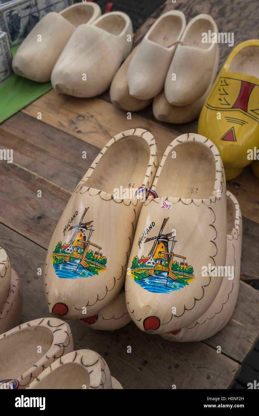 Traditional Dutch wooden clogs for sale at Waterlooplein flea market ...