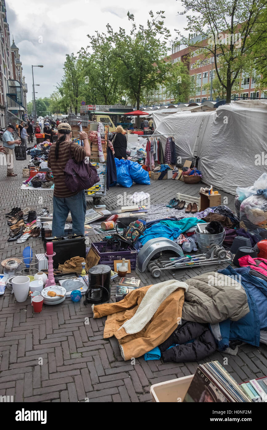 People browsing items for sale at Waterlooplein flea market, Amsterdam ...