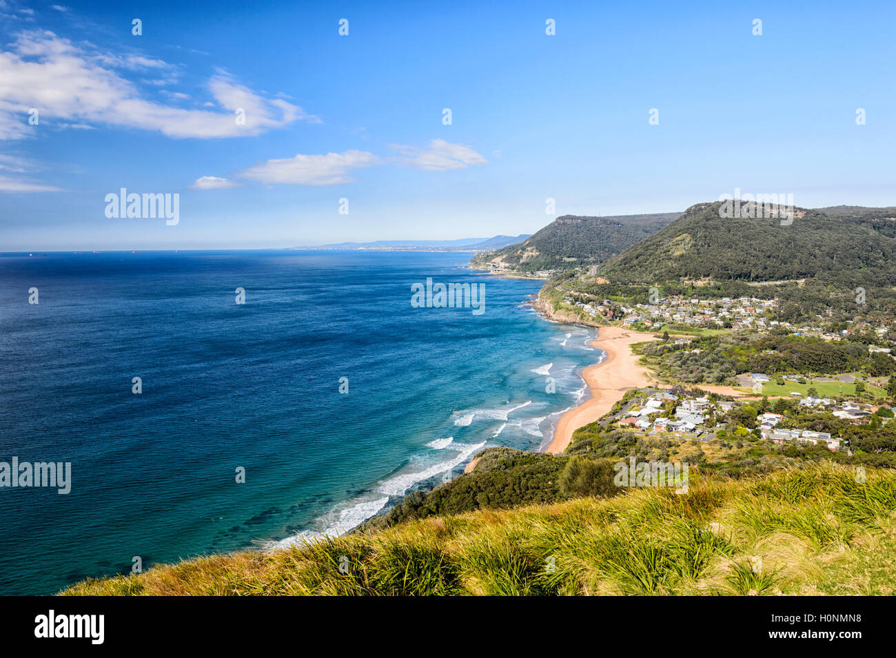 Scenic view of Stanwell Park from Bald Hill Lookout, South Coast, New ...