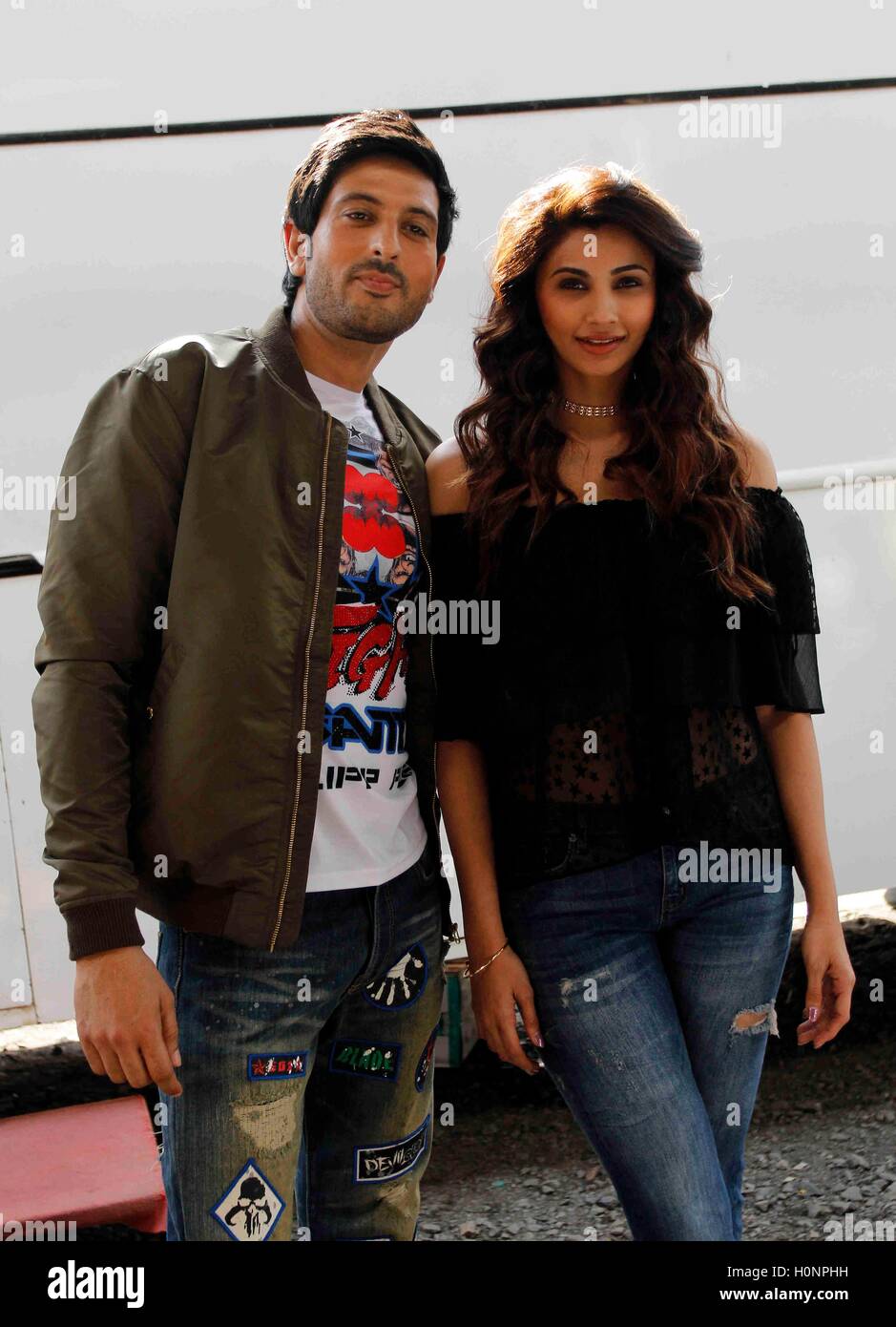 Bollywood actors Rishi Bhutani and Daisy Shah during the on location shoot of upcoming film ...