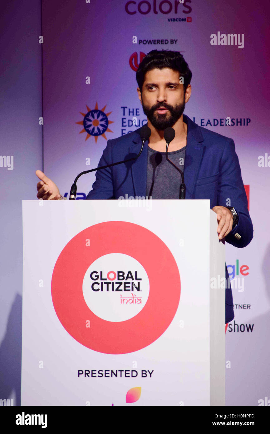 Bollywood actor Farhan Akhtar press conference to launch of Global ...