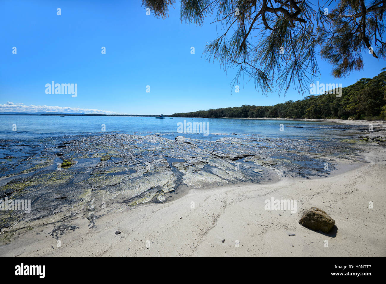View of Bindijine Beach, Jervis Bay, Beecroft Weapons Range, New South ...