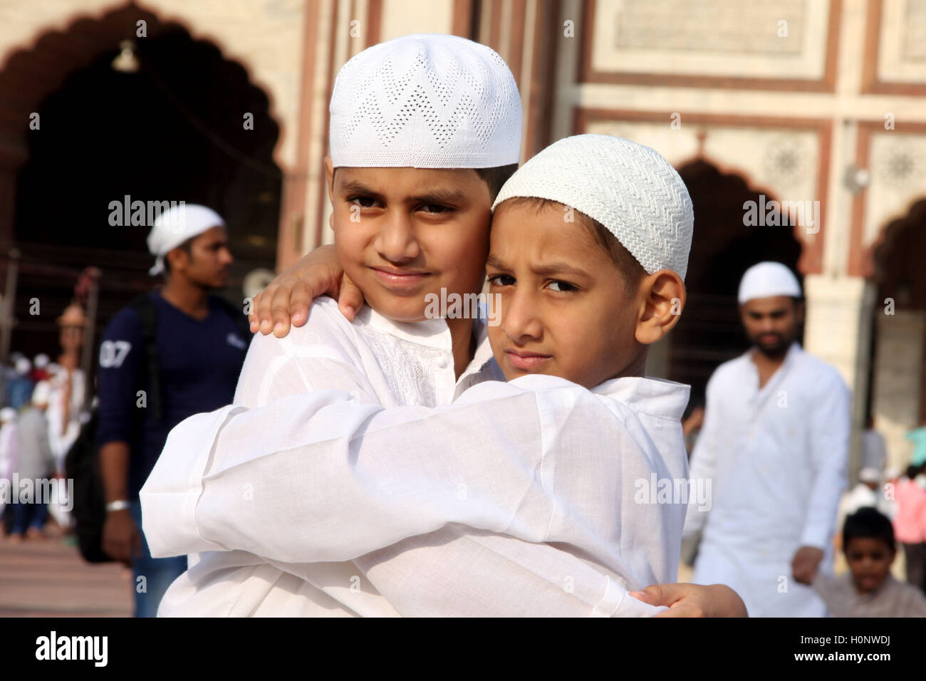 Indian Muslims great each other after offering Eid al-Adha prayers at ...