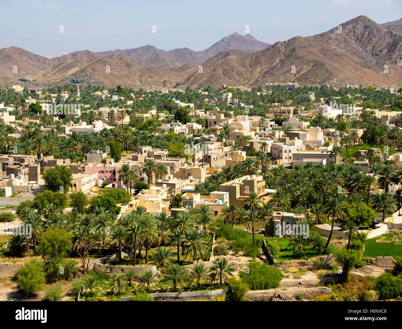 View of Bahla, oasis in Jebel Shams, Wadi Misfah, mountain village, Al ...
