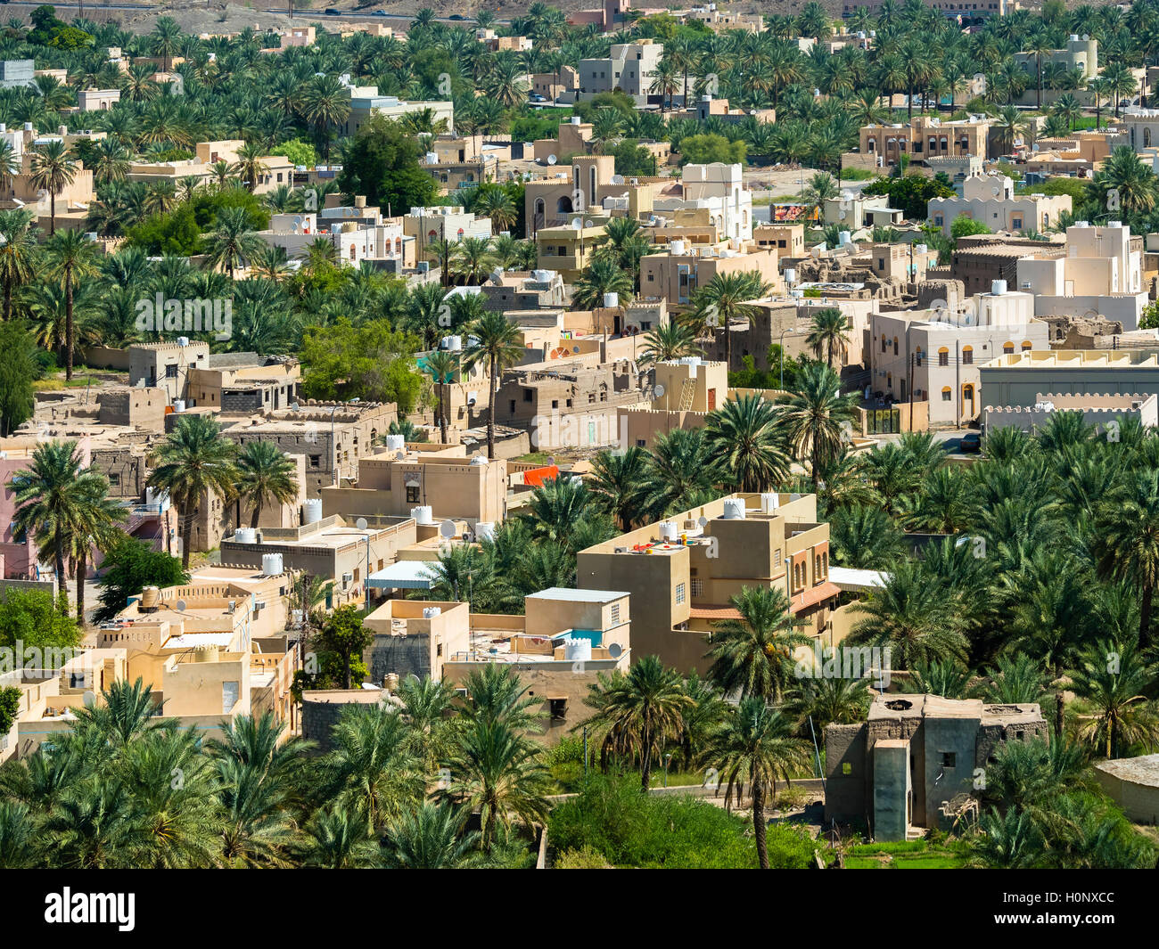 View of Bahla, oasis in Jebel Shams, Al Hajar al Gharbi Mountains, Ad ...