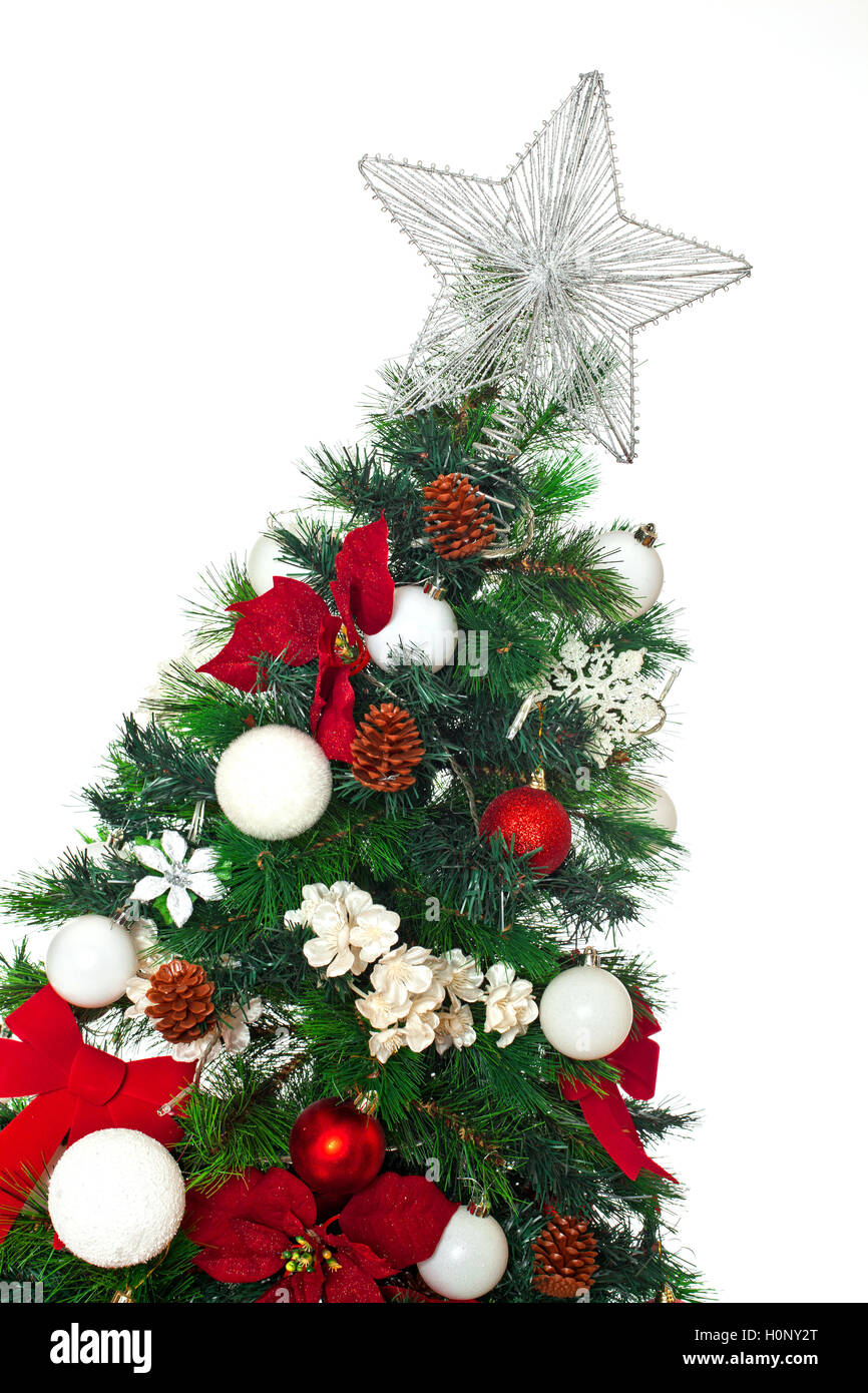 Christmas tree isolated on white background Stock Photo - Alamy