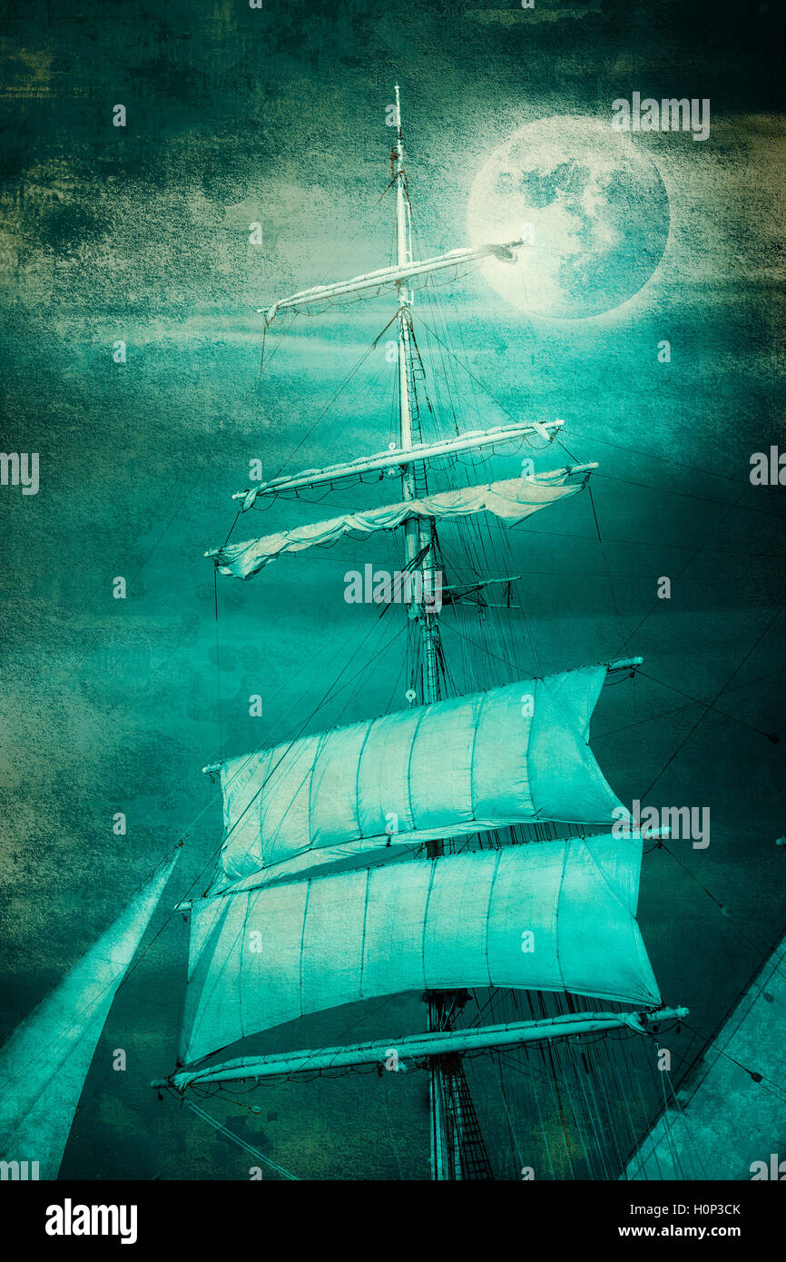 Sails And Rigging Of An Old Sailing Ship High Resolution Stock ...