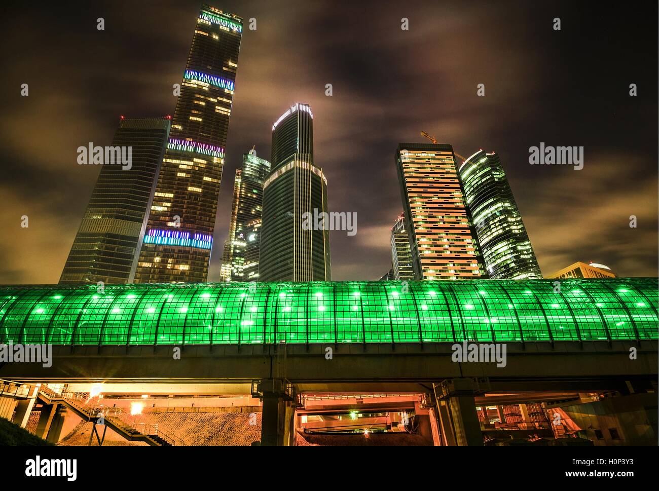 Russia, Moscow. Moscow Central Ring railway. Business center in the ...