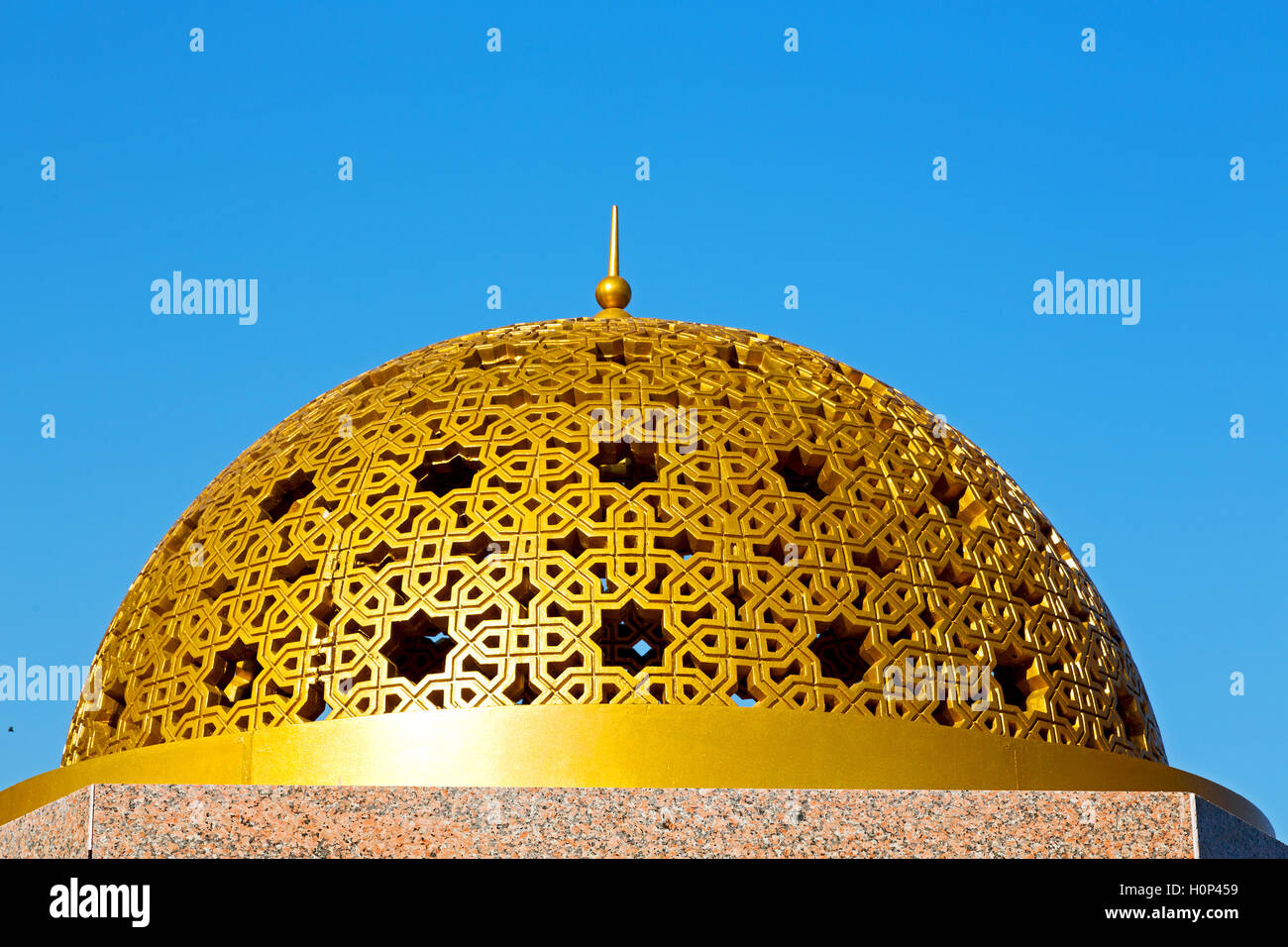 minaret and religion in clear sky in oman muscat the old mosque Stock ...