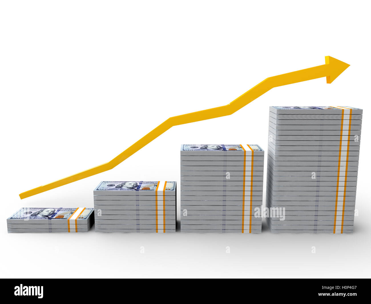 100 dollar bills with rising arrow Stock Photo - Alamy