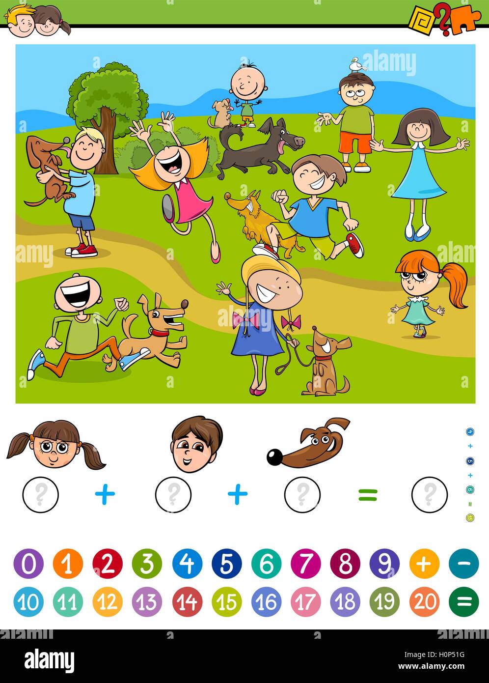 Cartoon Illustration of Educational Mathematical Counting and Addition ...