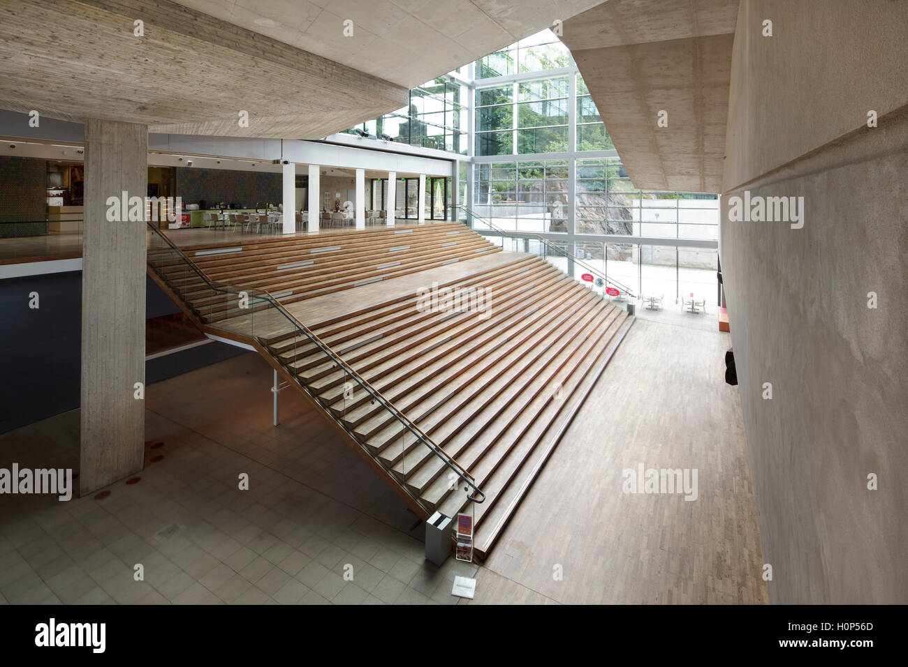 Ground level of atrium, with main staircase leading to restaurant ...