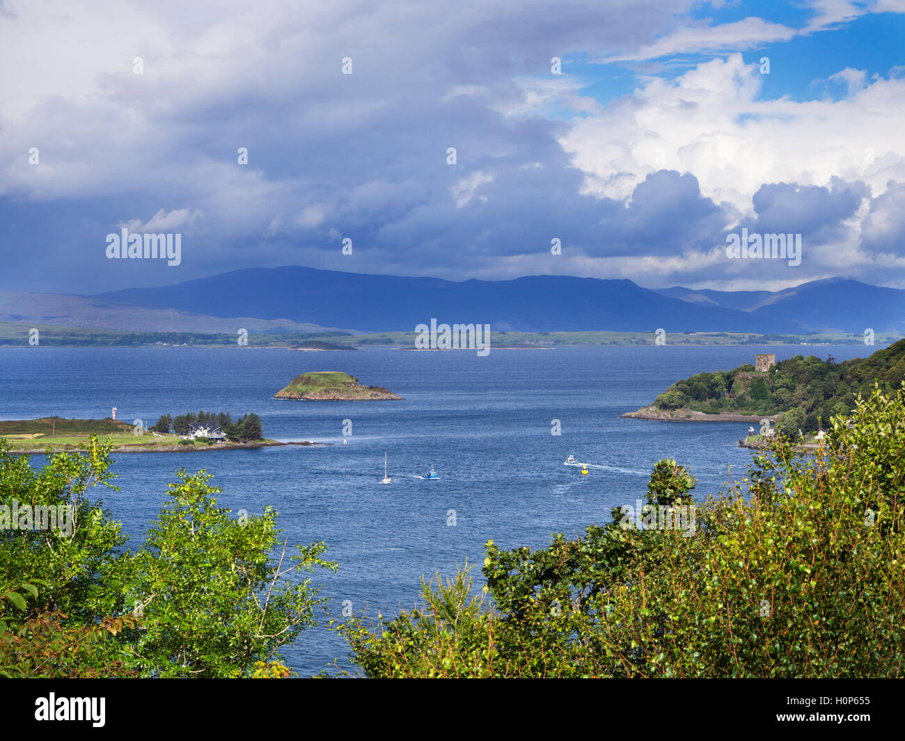 Oban Bay with Maiden Island and Dunollie Castle from Pulpit Hill Oban ...