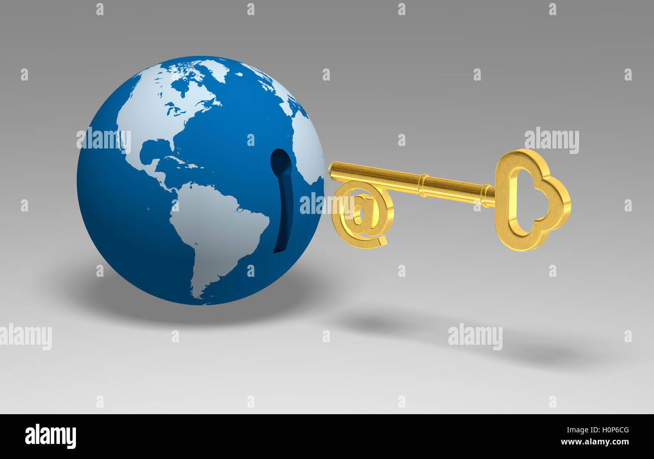 Gold key globe hi-res stock photography and images - Alamy